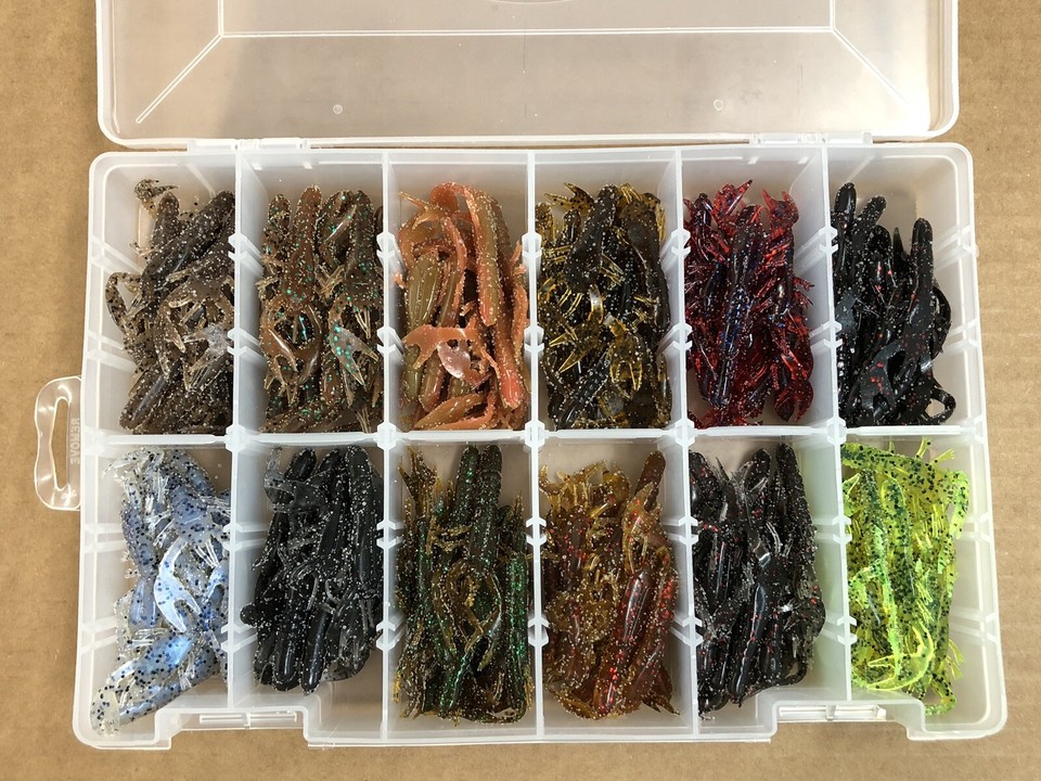 New 144 pc Crawdad Kit 3" total length Crawfish Fishing Lures (2" body ...