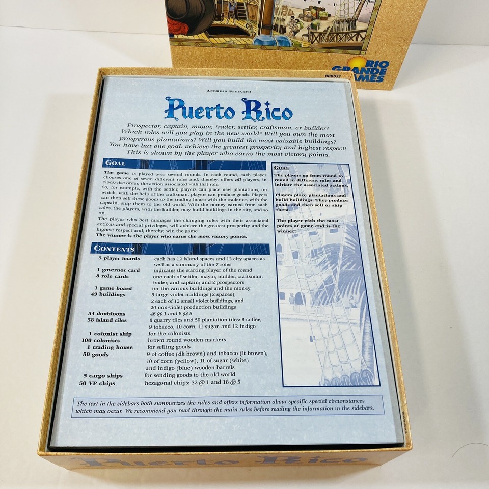 PUERTO RICO BOARD GAME english 2002 rio grande alea EUC! EXCELLENT ...