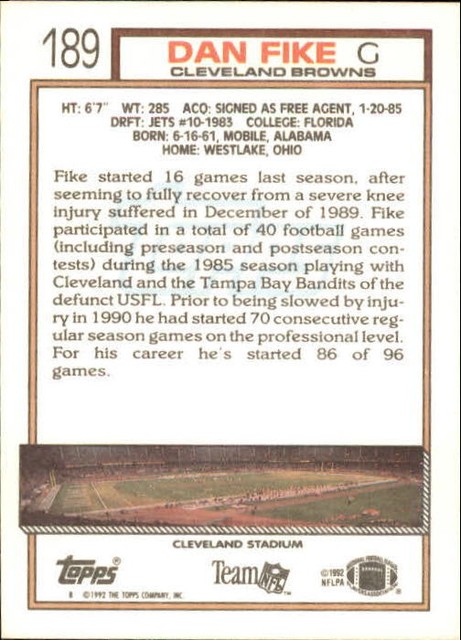 1992 Topps - #189 Dan Fike for sale online | eBay
