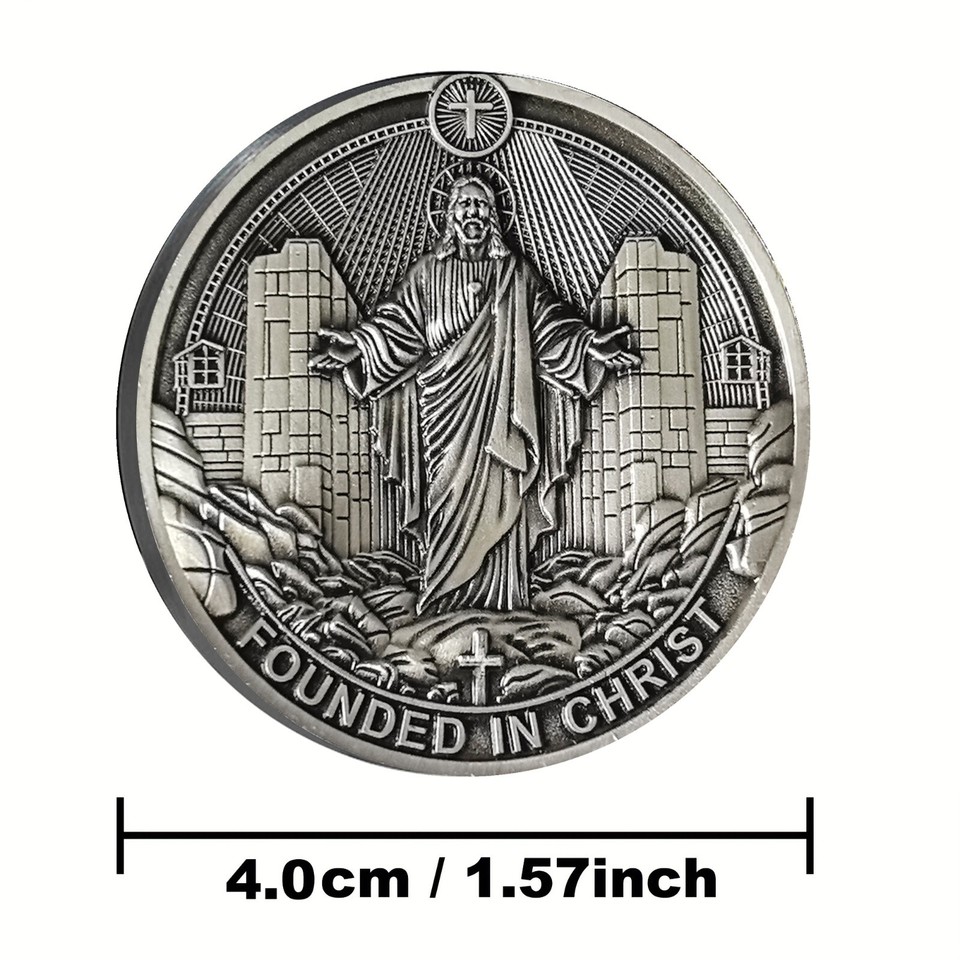Founded in Christ Inspirational Challenge Coin Faith Reminder Pocket ...