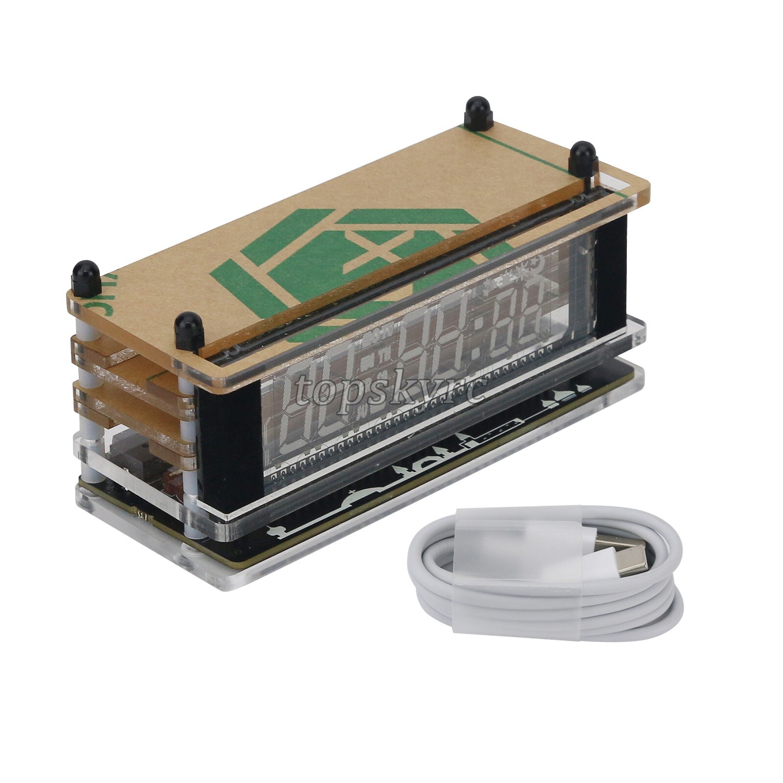 VFD Clock Bedroom Alarm Clock 12/24 Hour w/ Vacuum Fluorescent Display ...