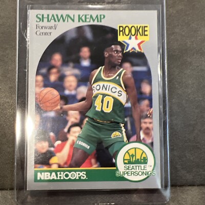 1990-91 NBA HOOPS BASKETBALL #279 SHAWN KEMP ROOKIE SEATTLE SUPERSONICS ...