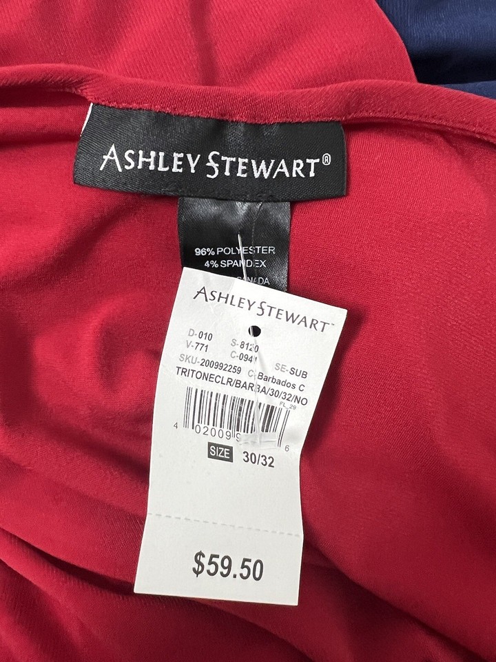 Ashley Stewart Womens Short Sleeve Red White & Blue V-Neck Maxi Dress ...
