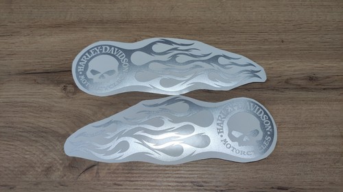 Harley - Davidson silver skull flame tank decal sticker kit 9,85x3,4 ...