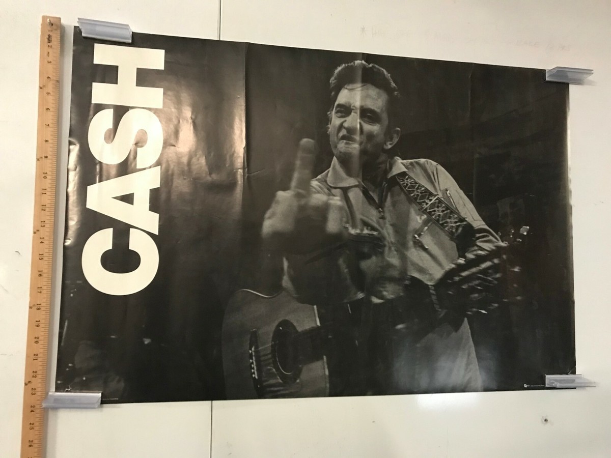 Johnny Cash Middle Finger Poster Framed