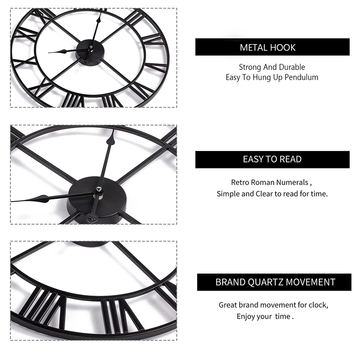 Roman Numerals Metal Traditional Wall Clocks SILVER) GARDEN WALL CLOCK ...