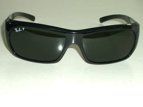 RAY BAN RB4111 SLEEK SHINY BLACK POLARIZED GLASS RECTANGULAR WRAPs ...