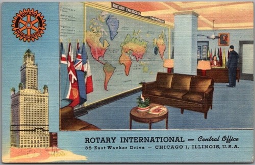 1946 CHICAGO Illinois Postcard ROTARY INTERNATIONAL Central Office View ...
