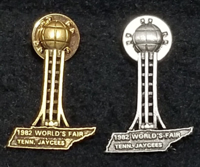 Tennessee Jaycees 1982 Worlds Fair Pins AA Fine Pewter Lapel Hat (2) ct ...