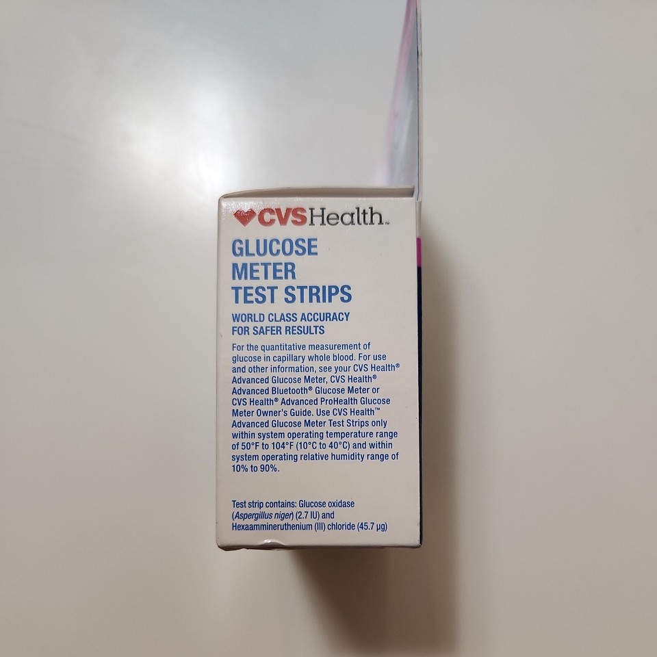 CVS Health Advanced Glucose Meter Test Strips 100 Exp 2027+ 50428410820 ...