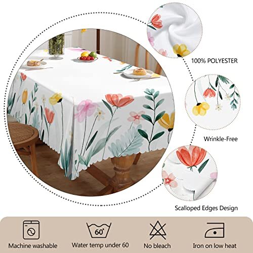 Tablecloths for Rectangle Tables, Spring Flower Rectangle, 55'' x 70 ...