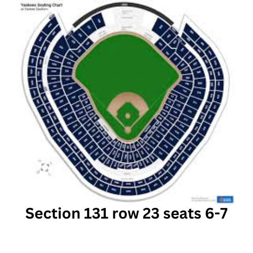 (2) NY Yankees Tickets on APRIL 16 Section 132 row 7 seats 9-10 vs KC ...