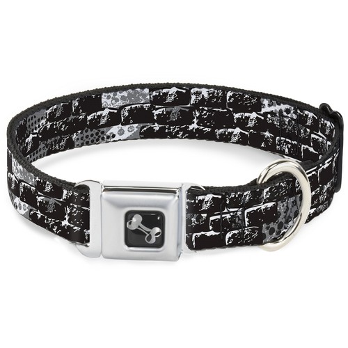 Dog Collar Bone Grunge Bricks Black/White Large 15-24" (US IMPORT ...
