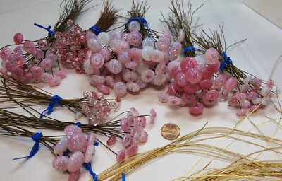 Vtg Rare Miriam Haskell Bumpy Glass Extra Long Head pins Pink & Fire ...