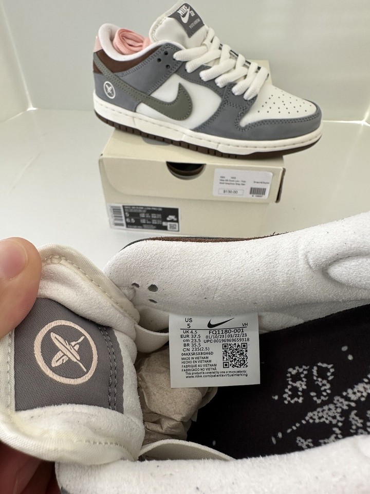 NIKE SB YUTO HORIGOME DUNK LOW (SIZE 5) (FQ1180-001) WOLF GREY/IRON ...