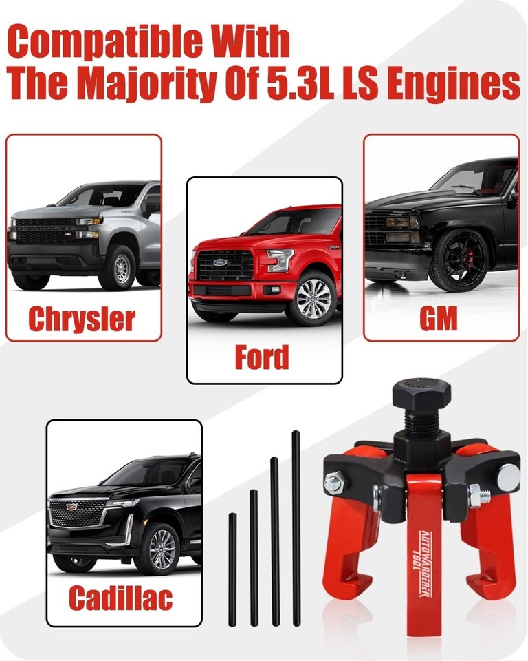 Harmonic Balancer Puller Crank Pulley Removal Kit Engine Motor Rod Auto ...