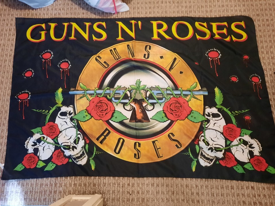 Super Rare Guns And Roses Flag, Offical Merch Slash, Axel Rose, | eBay