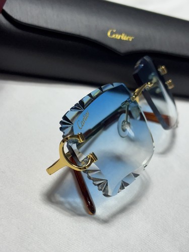 Cartier C-Decor Glasses Blue Diamond Cut Sunglasses With Gold Frame | eBay