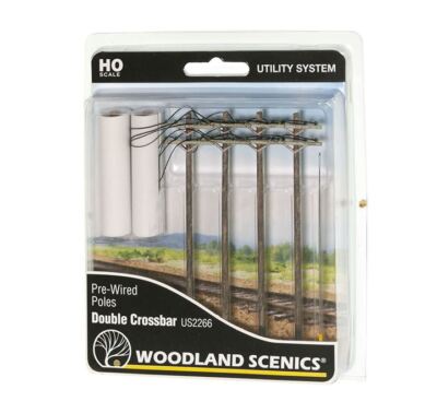 Woodland Scenics HO Scale Double Crossbar Pre-Wired Poles US2266 | eBay