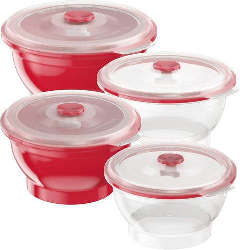 Collapse-it 4-Piece Silicone Food Storage Containers Red Rectangle Set ...
