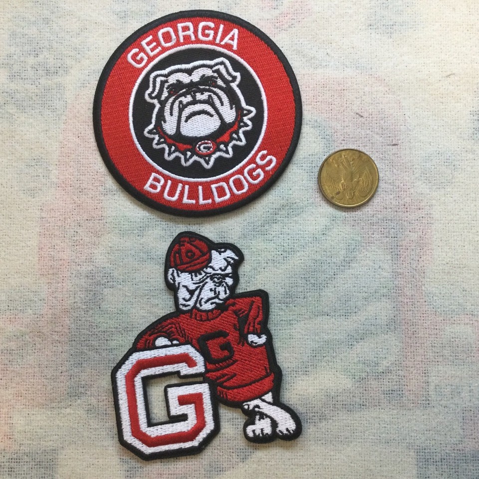 (2) UGA GEORGIA BULLDOGS VINTAGE Embroidered Iron On Patches patch lot ...