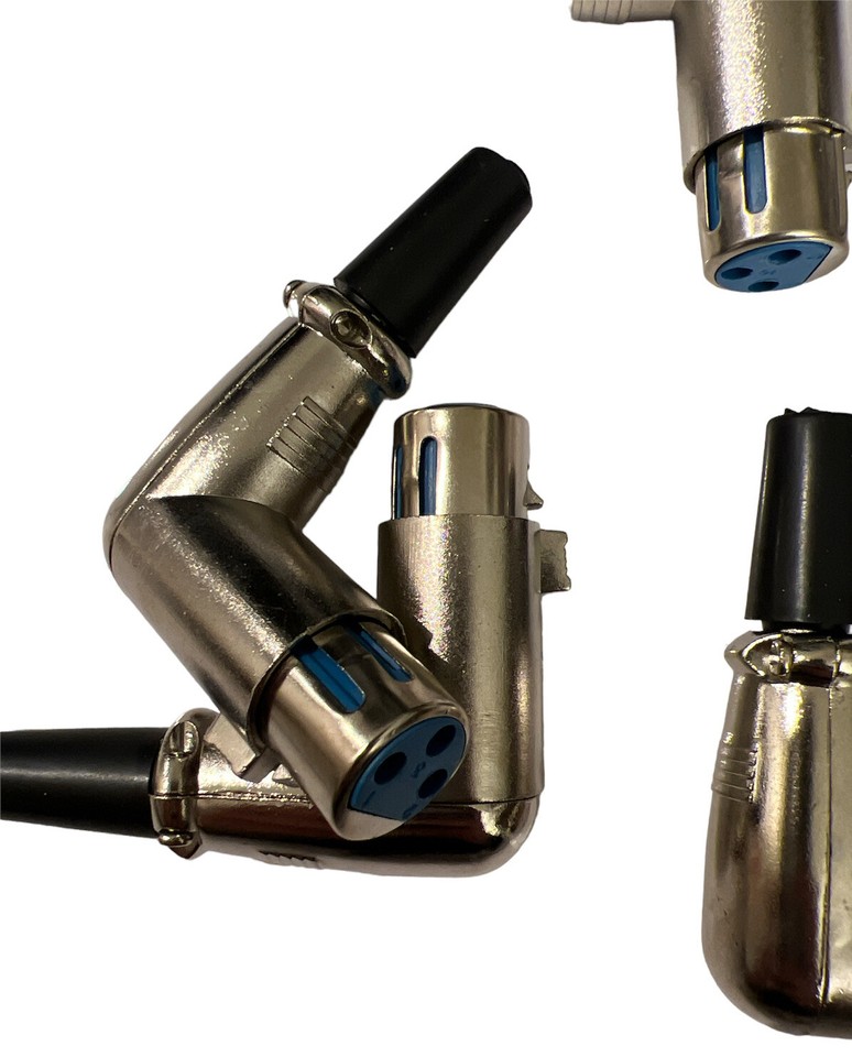 5 Pack Lot 90 Degree Right Angle 3-Pin XLR Female Mic Microphone Cable ...