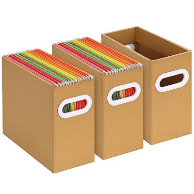 3 Pack File Organizer Brown Cardboard File Box for Letter Size ...