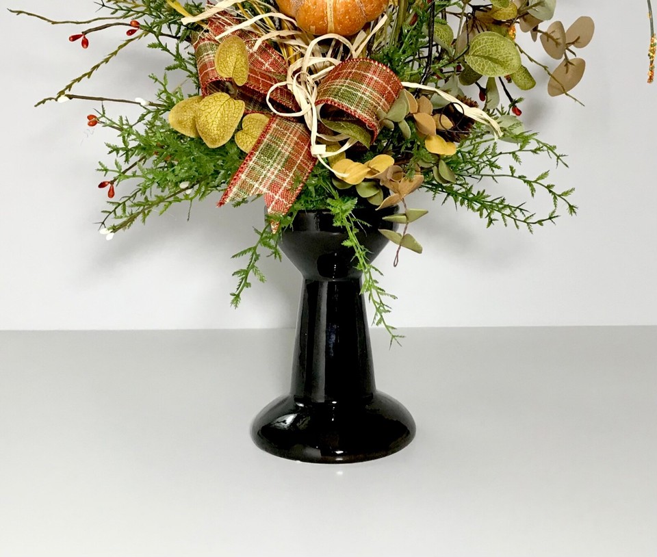 FALL CANDLESTICK CENTERPIECE FLORAL ARRANGEMENT AUTUMN THANKSGIVING ...