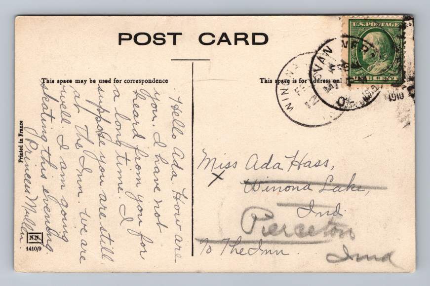 Marsh's Deer Park VAN WERT Ohio Antique Hand Colored Collotype Postcard ...