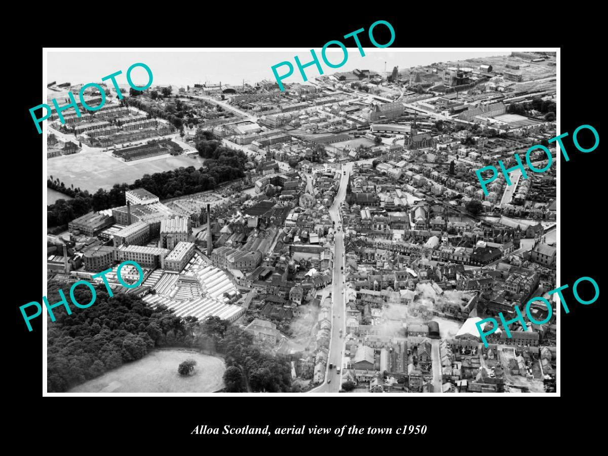 OLD 8x6 HISTORIC PHOTO OF ALLOA SCOTLAND AERIAL VIEW OF THE TOWN c1950 ...