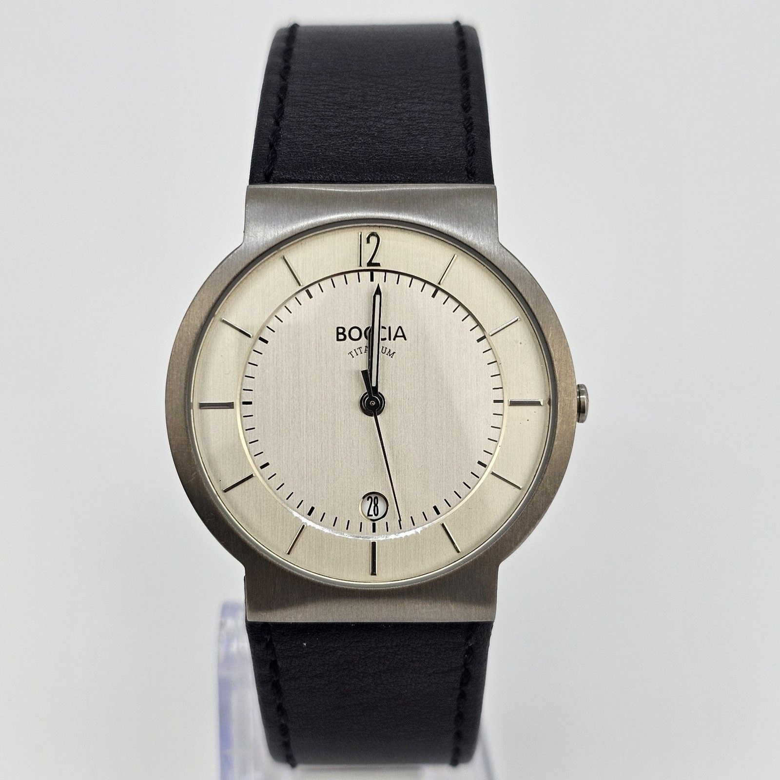 Boccia Titanium Men's Watch 36MM Gray Dial Date Black… - Gem