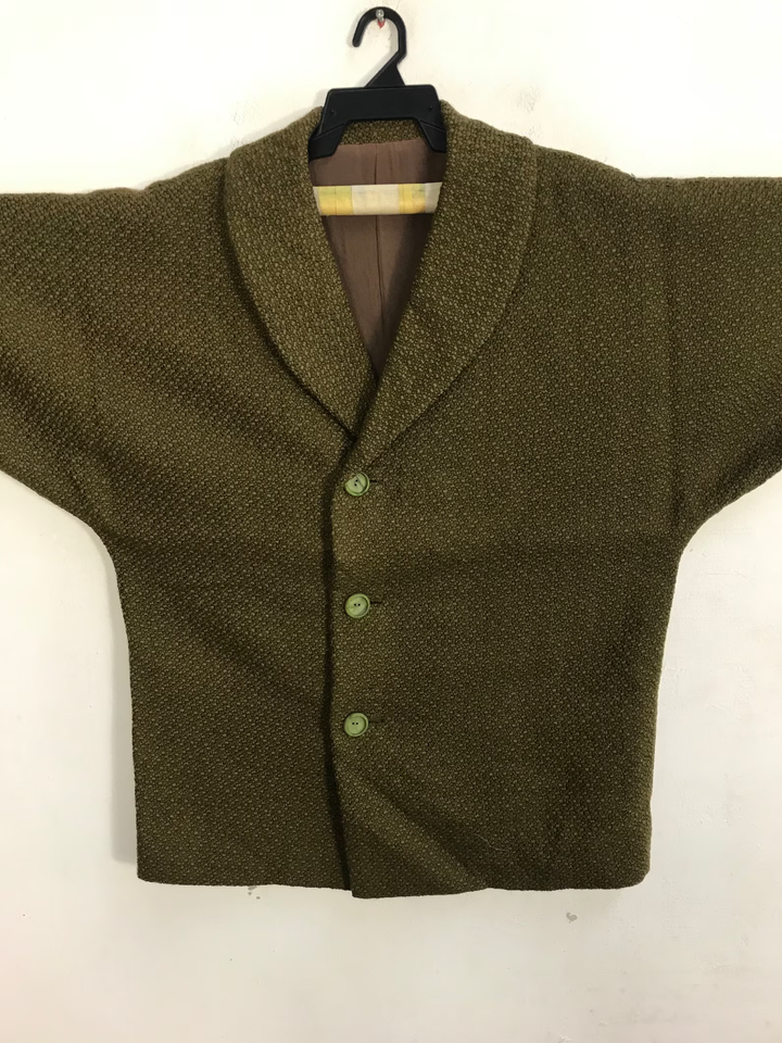 Vintage Japanese Hanten Jacket Wool Blend Padded Button Front Oversized ...