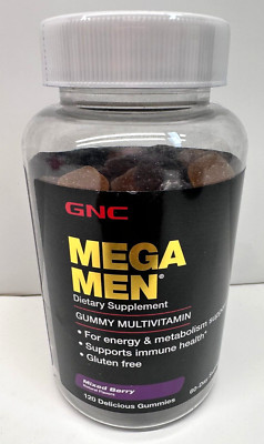 GNC Mega Men Gummy Multivitamin, Mixed Berry, 120 Gummies Exp 03/2025 ...