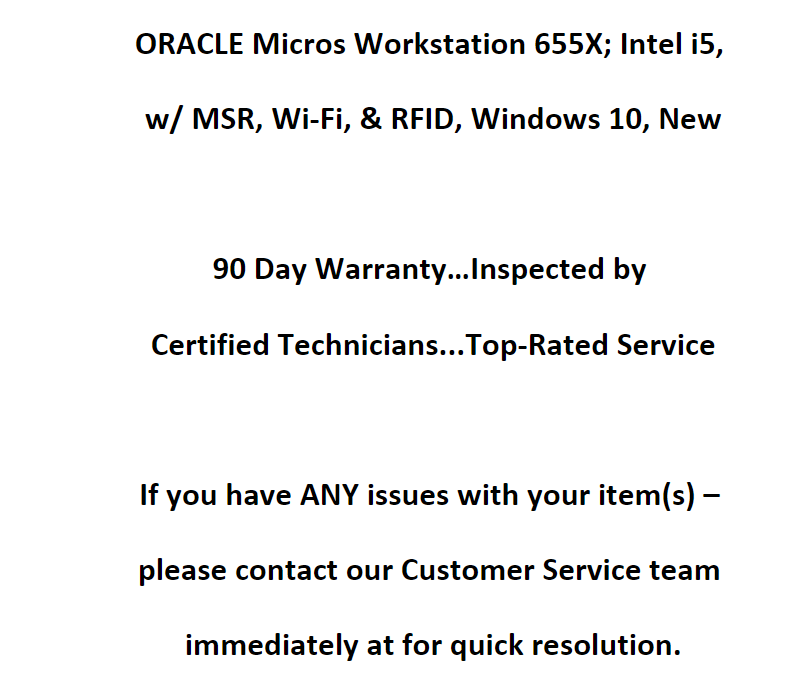 ORACLE Micros Workstation 655X; Intel i5, w/ MSR, Wi-Fi, & RFID ...