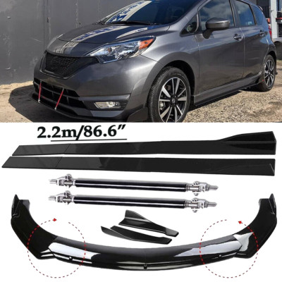 Front Bumper Lip Spoiler Side Skirts Rear Lip Glos Black For Nissan ...