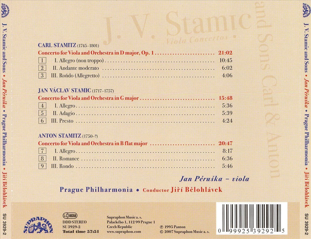 J. V. STAMIC & SONS: VIOLA CONCERTOS NEW CD 99925392925| eBay