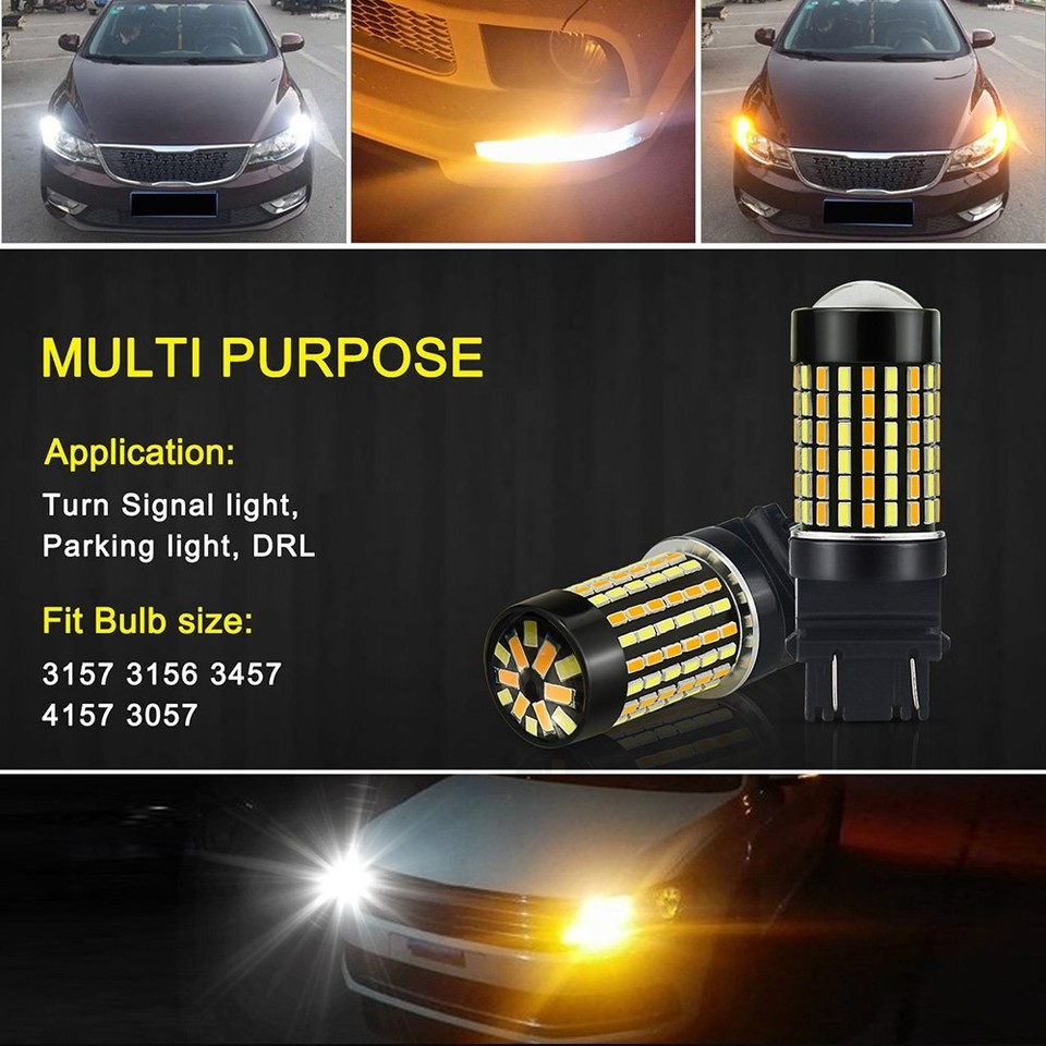 2X 3157 3156 3457A 4157NA Switchback White Amber Turn Signal Parking ...