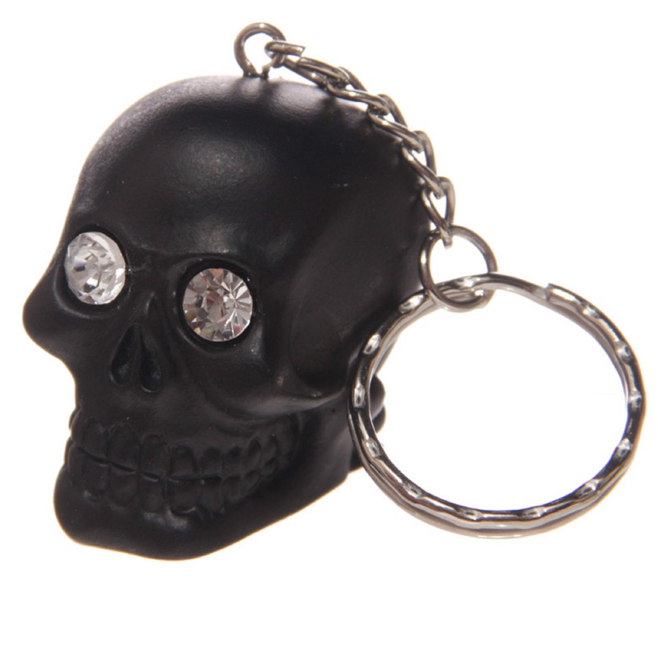 Crystal Eyed Skull Keyring Black Or White Brand New Novelty Gift ...