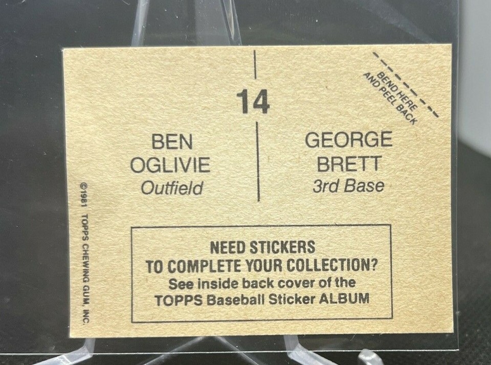 1981 Topps Baseball Stickers George Brett Royals / Ben Oglivie Brewer ...