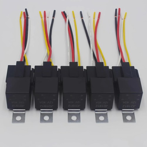 JD1912 12V 40A 5-Piece Automotive Relay 4-Pin SPST Harness for Cars ...