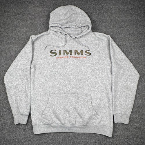 SIMMS Fishing Hoodie Sweatshirt Mens Medium Gray Logo Sleeve Outdoors Hunt | eBay