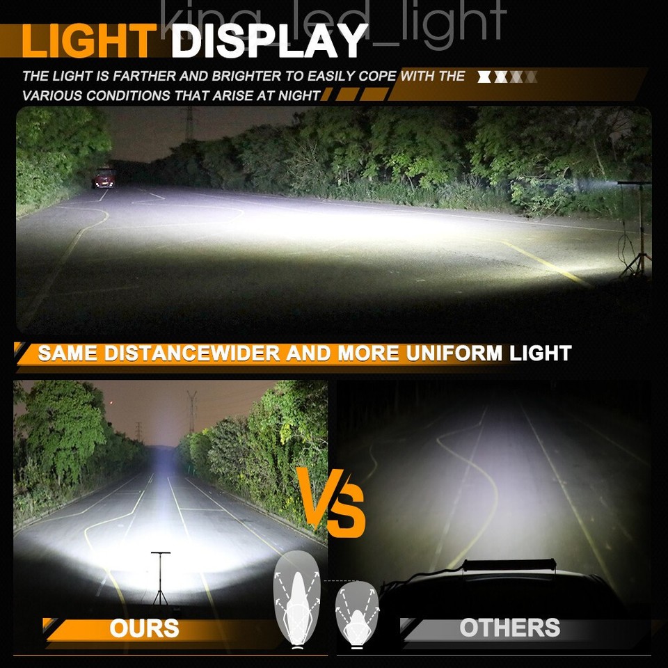 Curved 22"32"38"42"50"52" LED Light Bar 1/2/3 Rows Off Road Driving ...