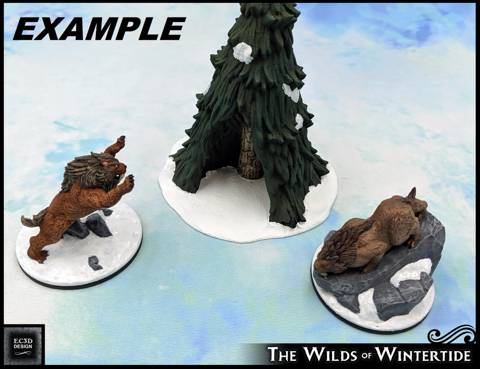 3 Piece Dire Wolf Saber Tooth Tiger Miniatures Mini Figure Dungeons ...