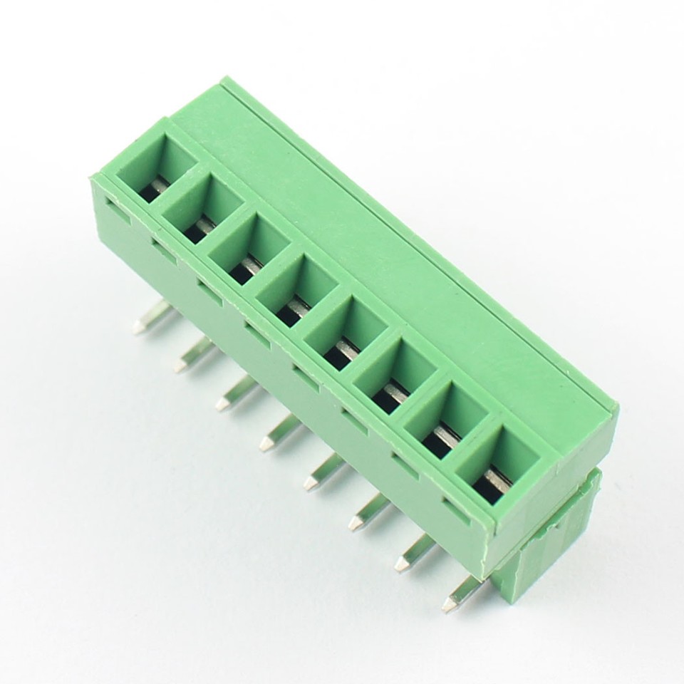 50Pcs 3.5mm Pitch 8 Pin Way Right Angle Screw Terminal Block Pluggable ...