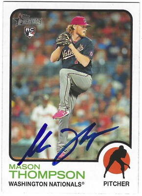 MASON THOMPSON SIGNED 2022 TOPPS HERITAGE RC BASEBALL CARD WASHINGTON ...