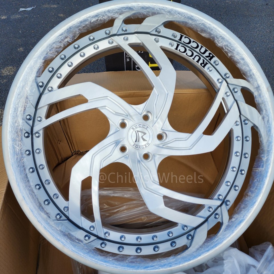 24" Inch Brushed Face & Chrome Lip Rucci Juno 5x120 2pc Wheels Rims ...