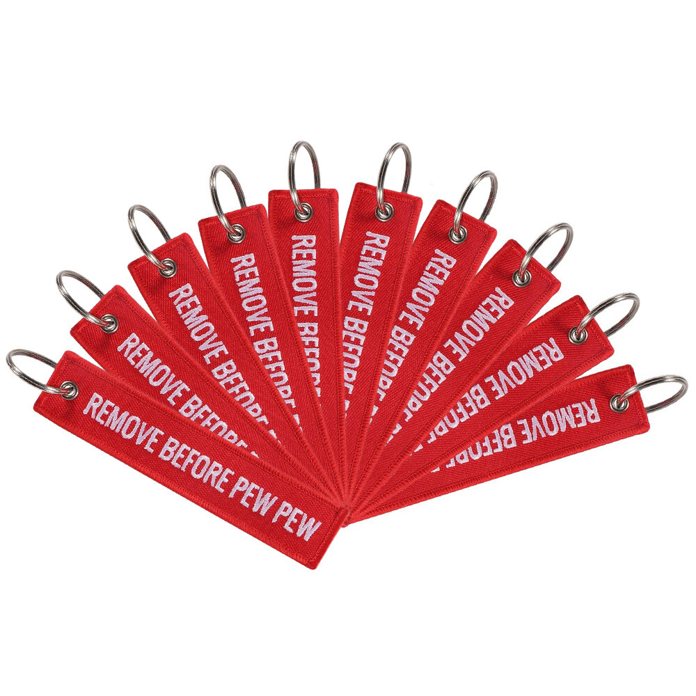 REMOVE BEFORE PEW PEW-Key Chains Red, Car Auto Key Embroidery Keyring 6 ...