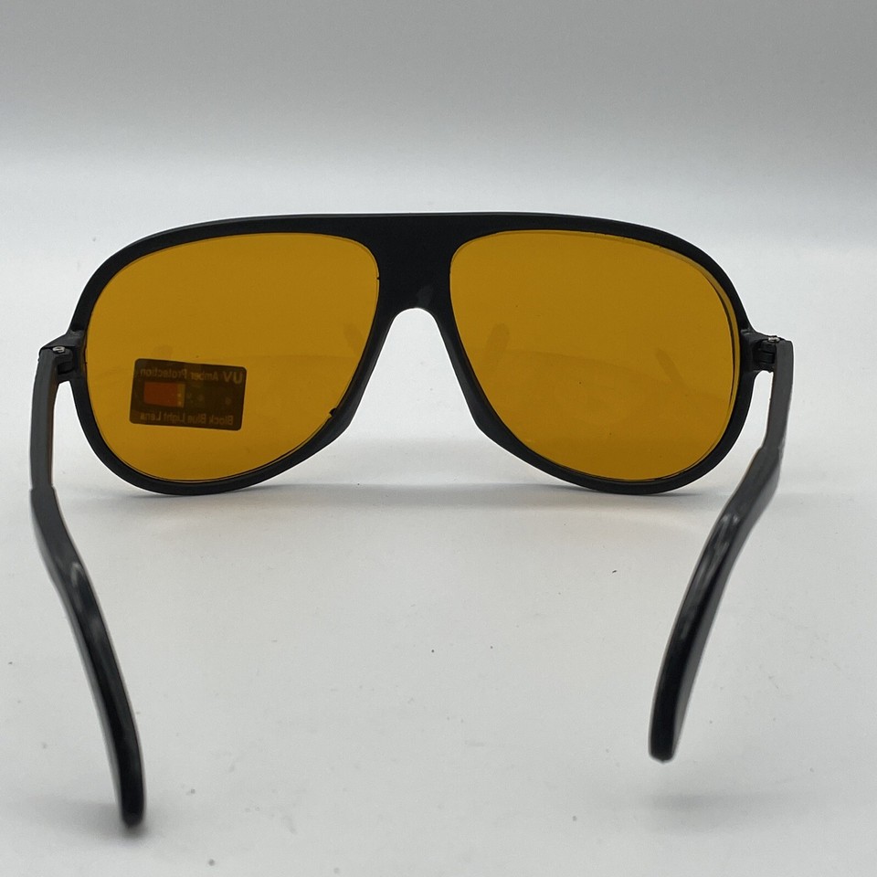 AVIATOR BLUE BLOCKER SUNGLASSES WITH AMBER LENS LUXURY WOMAN MEN NOS ...