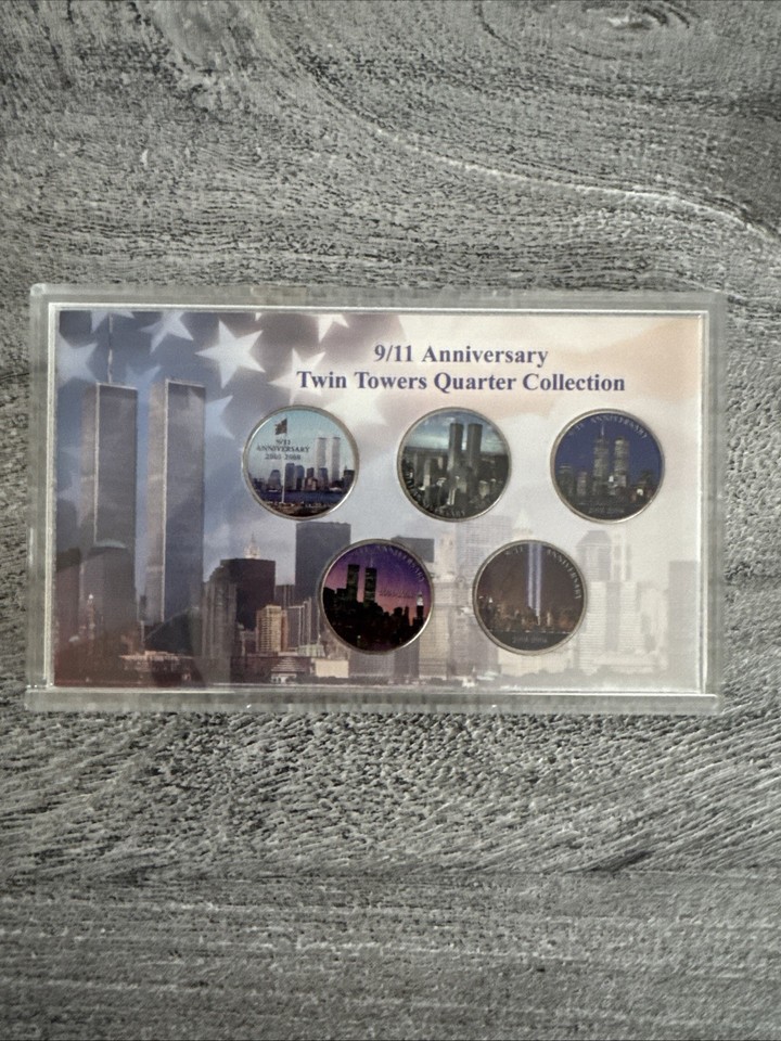 5th Anniversary 9/11 Twin Towers Quarter Collection Colorized NY State ...