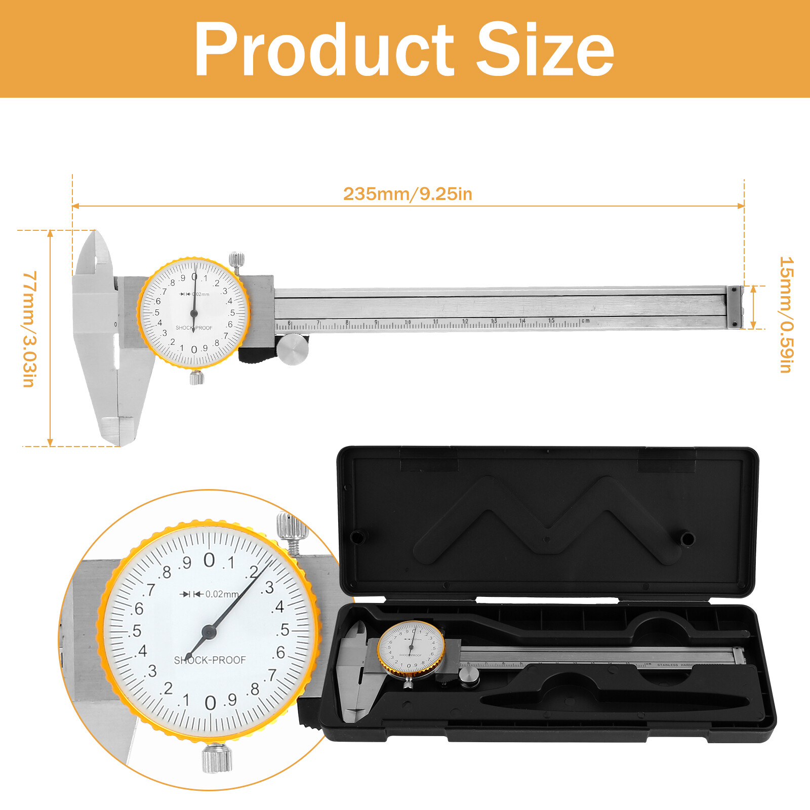 Imperial-Dial Vernier Caliper Measurement Gauge Micrometer 6in/0.02mm ...